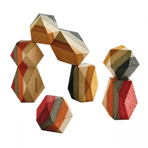 Plan Toys Geo Stacking Rocks | Wooden Sensory Toys | Bex n Boo