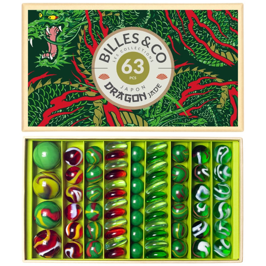 Billes & Co Jade Dragon Marbles 63 Pack | Bex n Boo